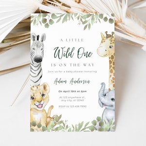 Safari Baby Shower Invitation Editable Little Wild One is on the Way ...