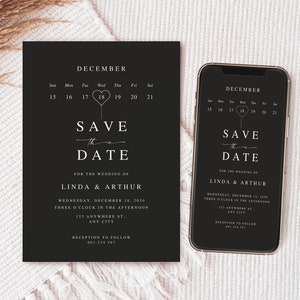 Editable Save the Date Calendar Evite Printable Card Minimal Save the ...