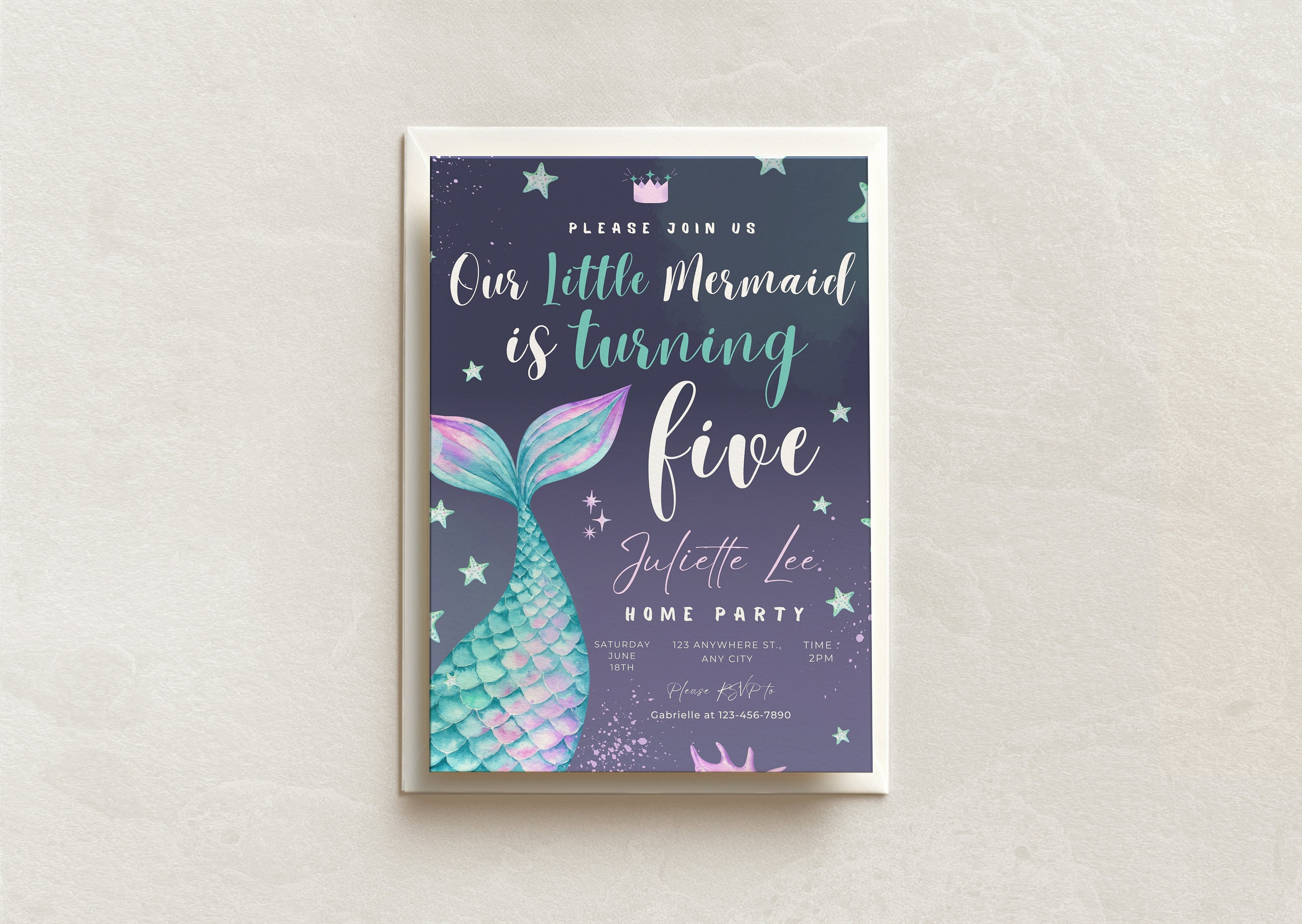 Mermaid Birthday Invitation Mermaid Party Invitation Little Mermaid ...