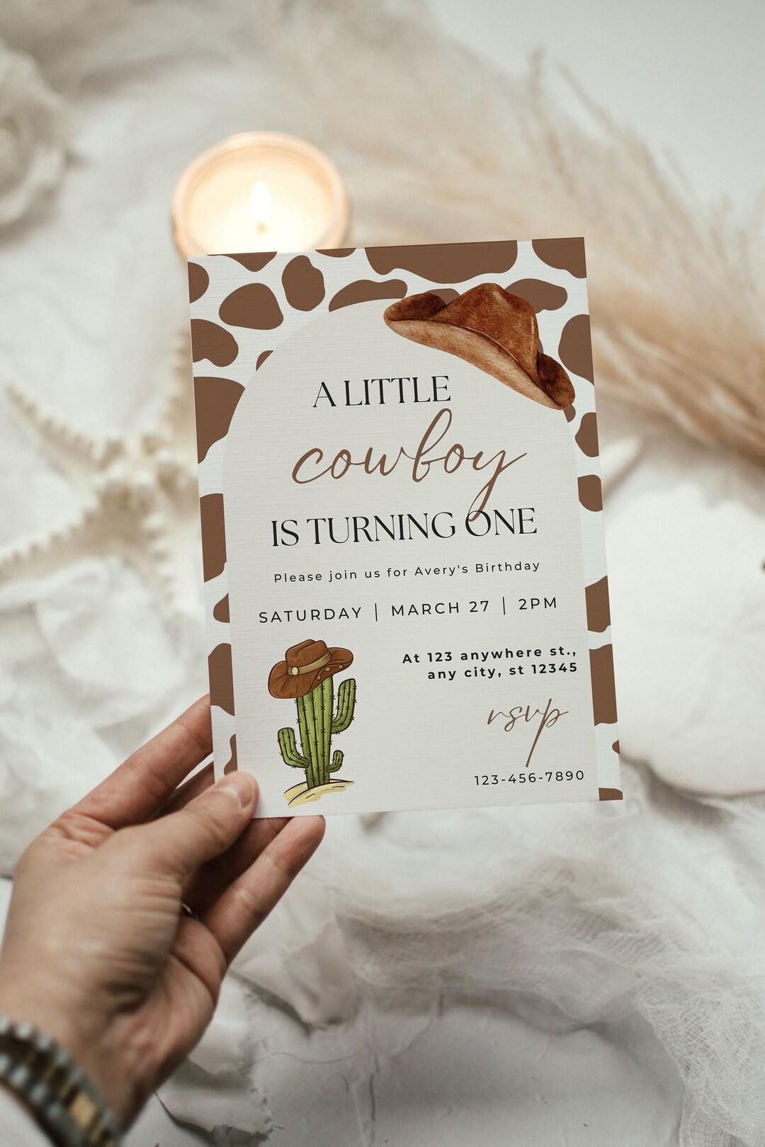 My First Rodeo Birthday Invitation Cowboy Editable Invite Wild West ...