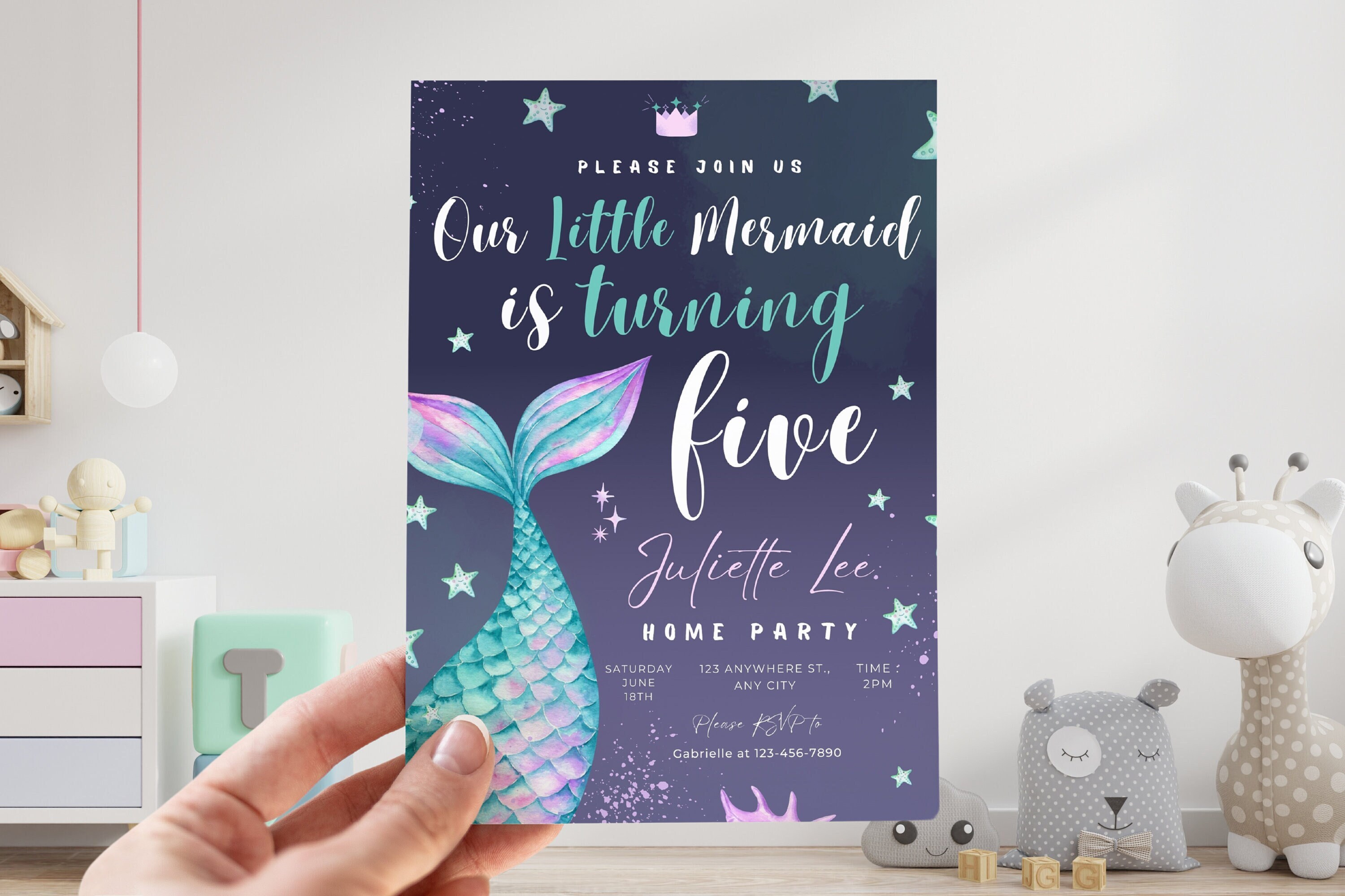 Mermaid Birthday Invitation Mermaid Party Invitation Little Mermaid ...