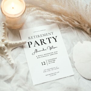 Modern Retirement Party Invitation Template, Editable Retirement Invite ...