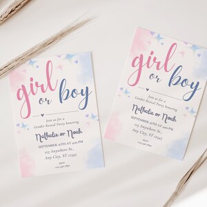 Editable Gender Reveal Invitation Template Gender Reveal Party Invite ...