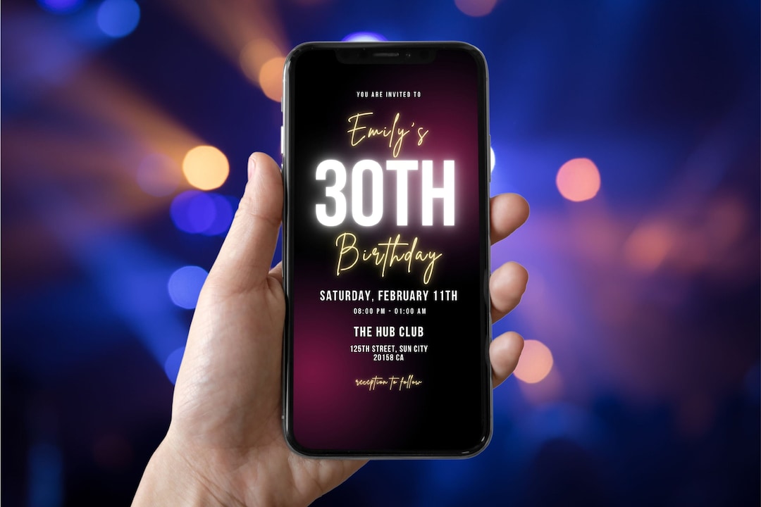 Digital 30th Birthday Invitation Template Thirty Birthday Electronic ...