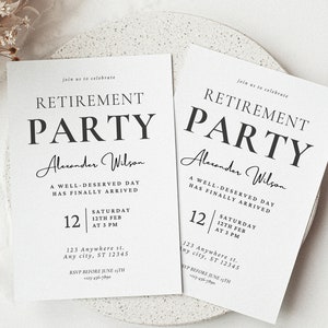 Modern Retirement Party Invitation Template, Editable Retirement Invite ...