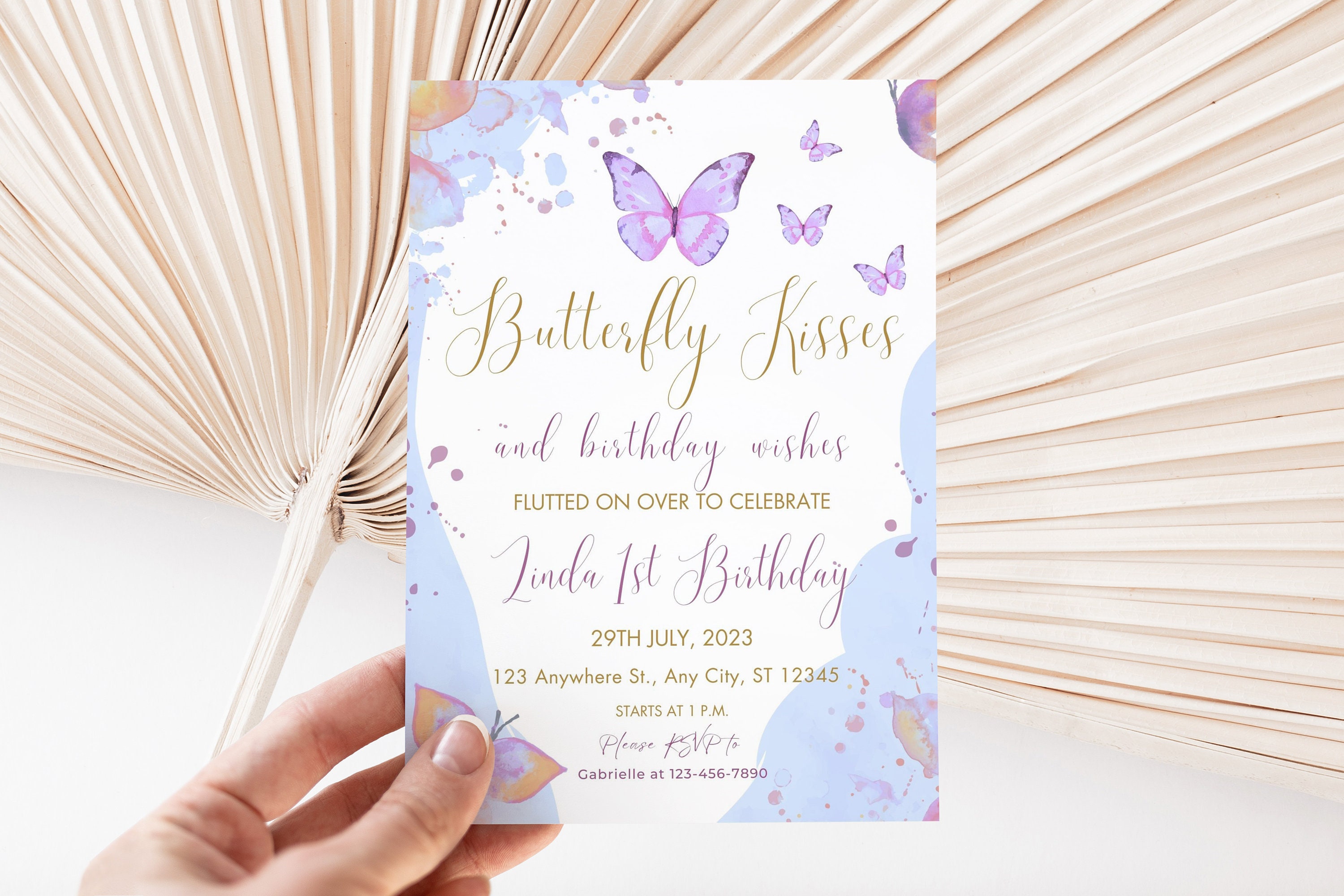 Butterfly Birthday Invitation Butterfly Kisses and Birthday - Etsy
