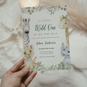 Safari Baby Shower Invitation Editable Little Wild One is on the Way ...