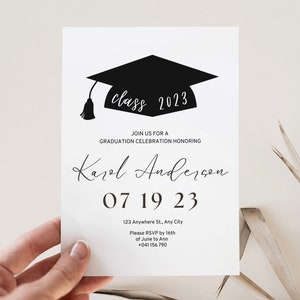 Graduation Invitation Editable Template, Graduation Annauncement ...