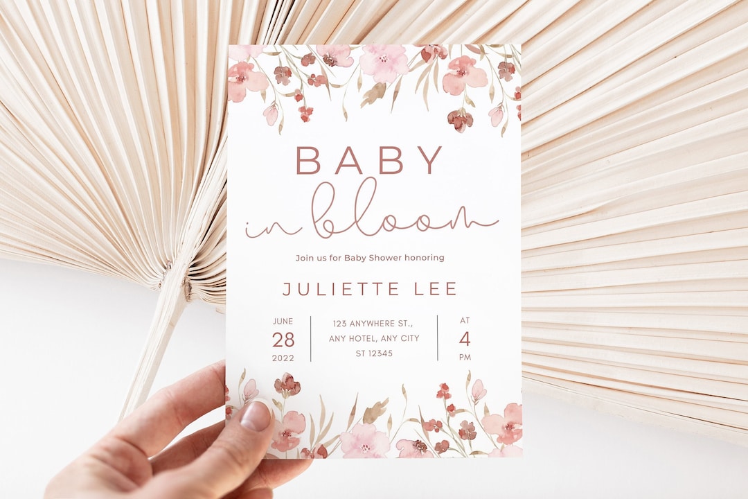 Baby in Bloom Baby Shower Invitation Editable Spring Flowers Baby ...