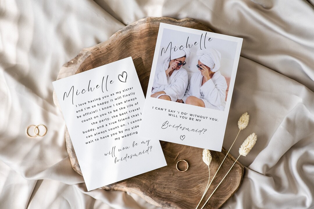 Will You Be My Bridesmaid Card Bridesmaid Proposal Card Photo Template ...