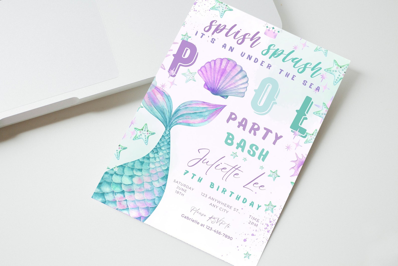 Mermaid Birthday Invitation Mermaid Party Invitation Little Mermaid ...