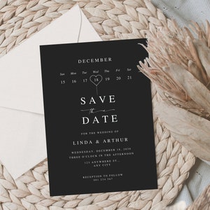 Editable Save the Date Calendar Evite Printable Card Minimal Save the ...