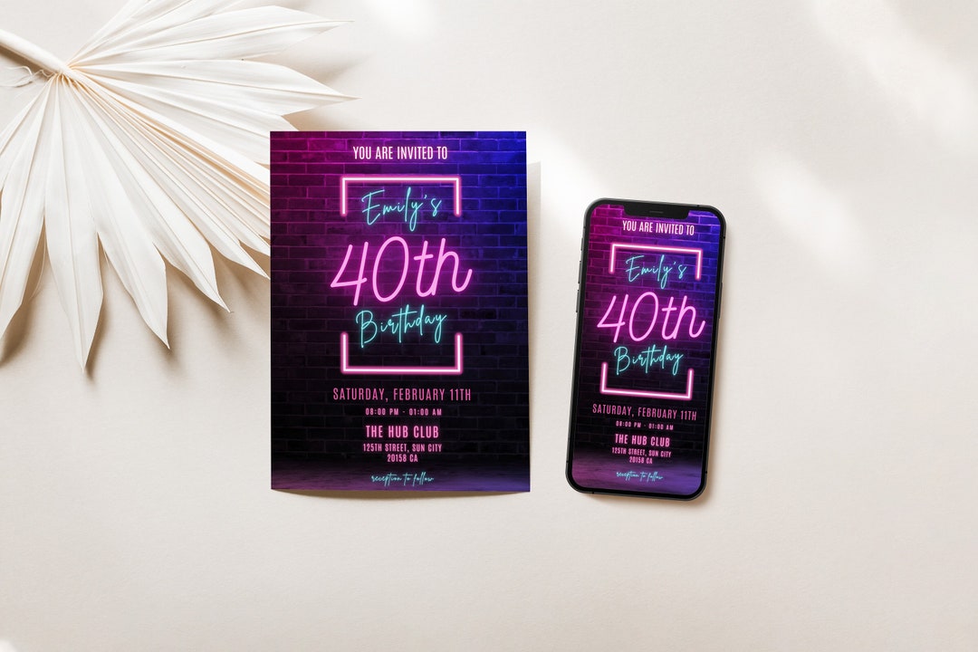 Digital 40th Birthday Invitation Template , Forty Birthday Electronic ...
