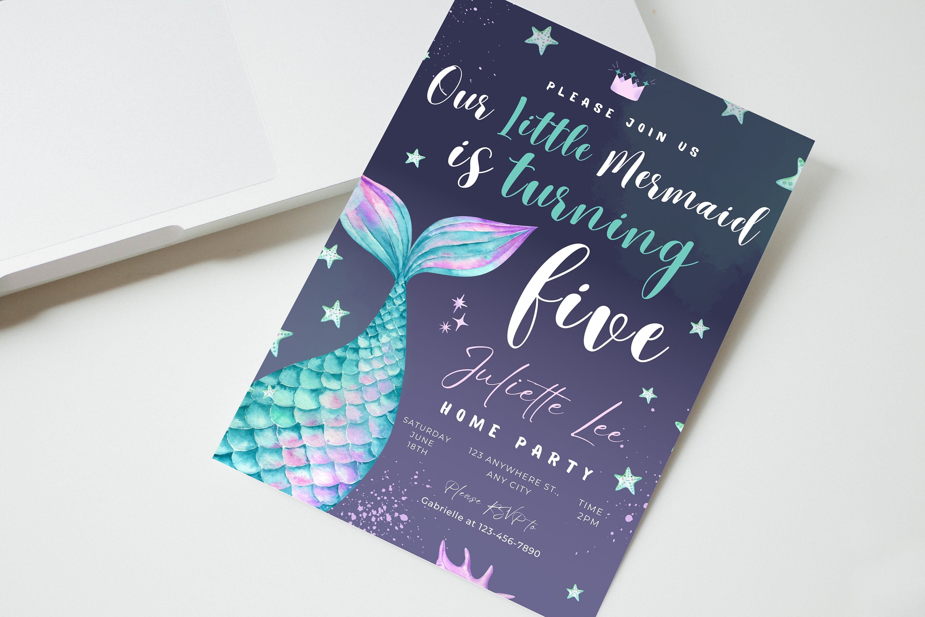 Mermaid Birthday Invitation Mermaid Party Invitation Little Mermaid ...