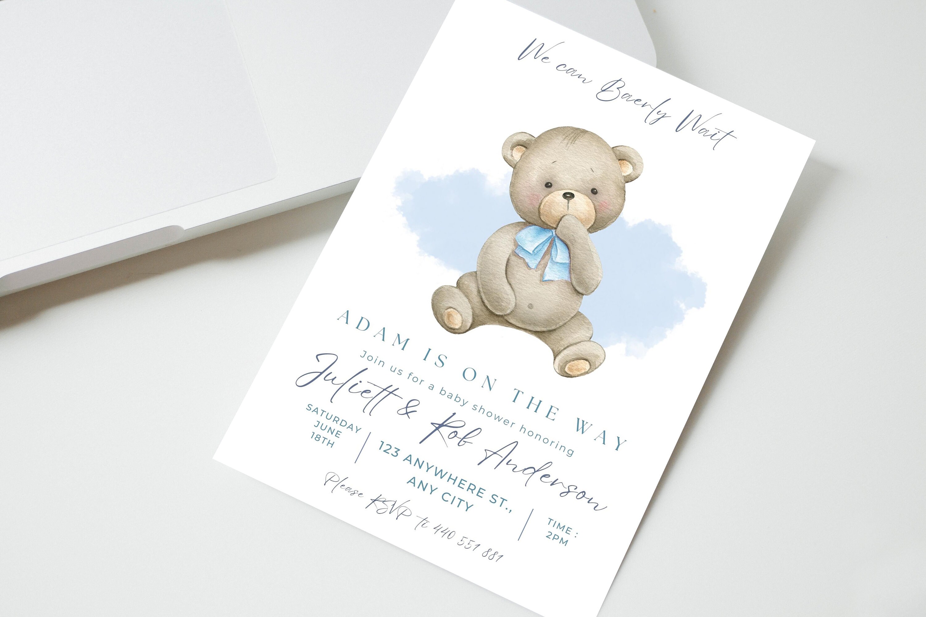 Teddy Bear Baby Shower Invitation Editable Template, Bear Baby Shower ...