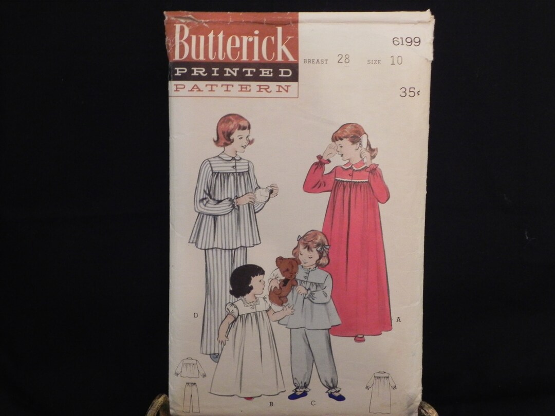 Vintage Butterick 6199 1950s Girls' Nightgown and - Etsy