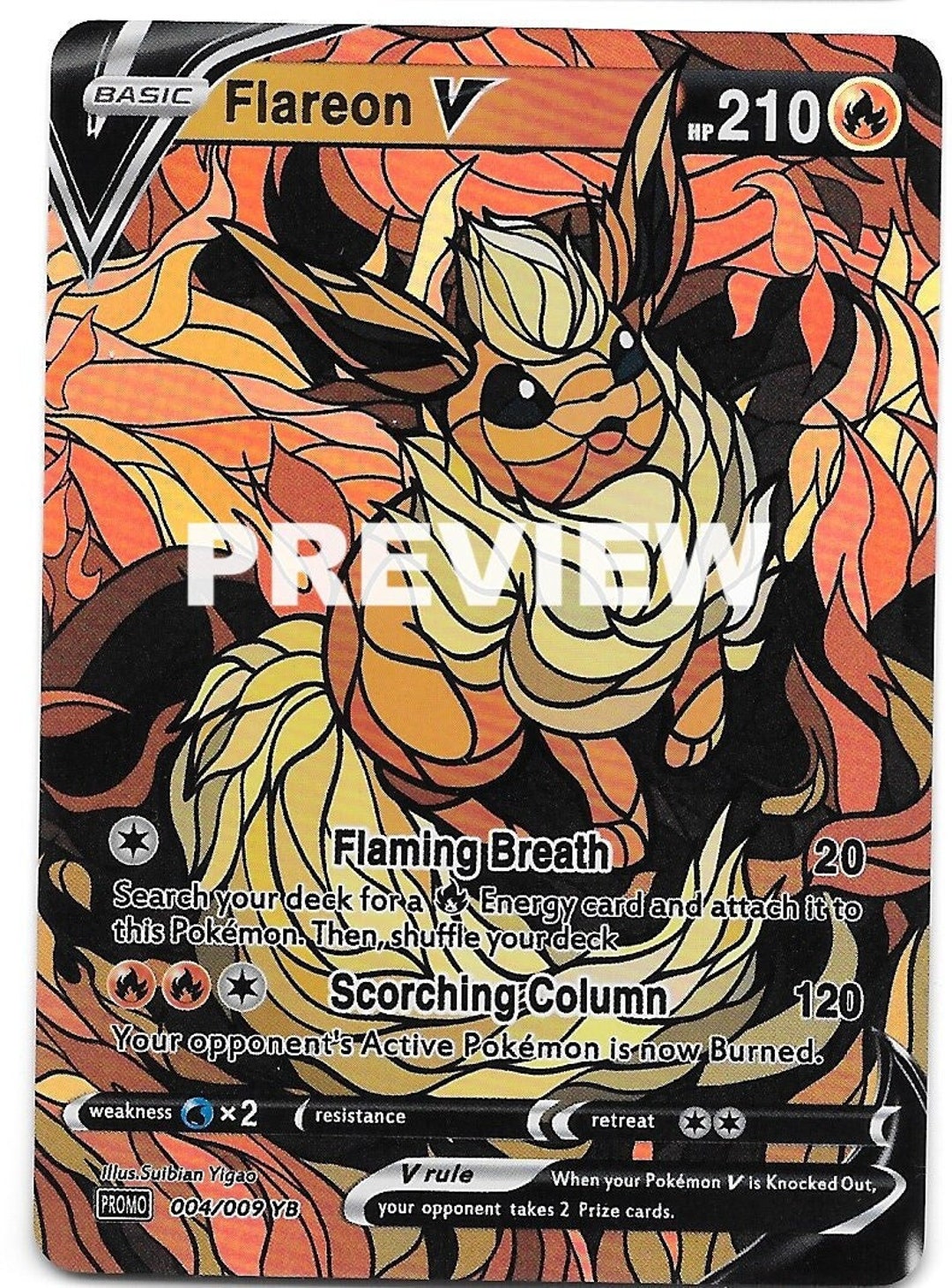 Flareon Stained Glass One off Custom Made Holographic Promo Card Full ...
