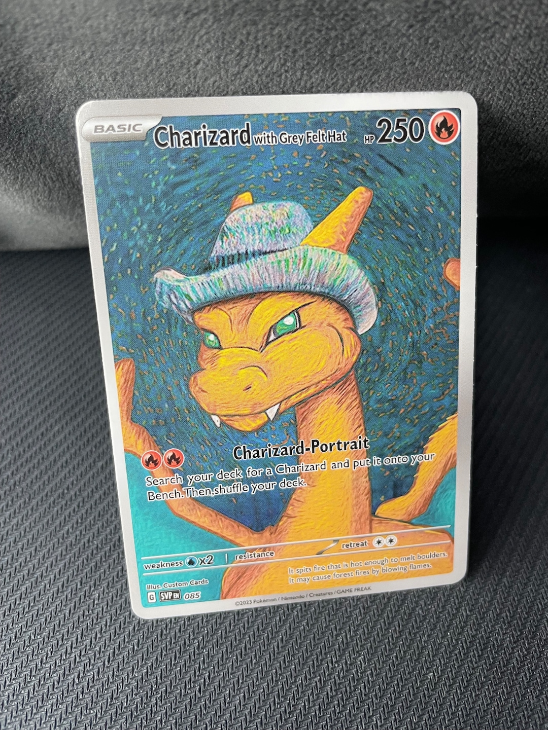 Charizard With Grey Felt Hat Van Gogh Promo Custom Fan Art One off ...