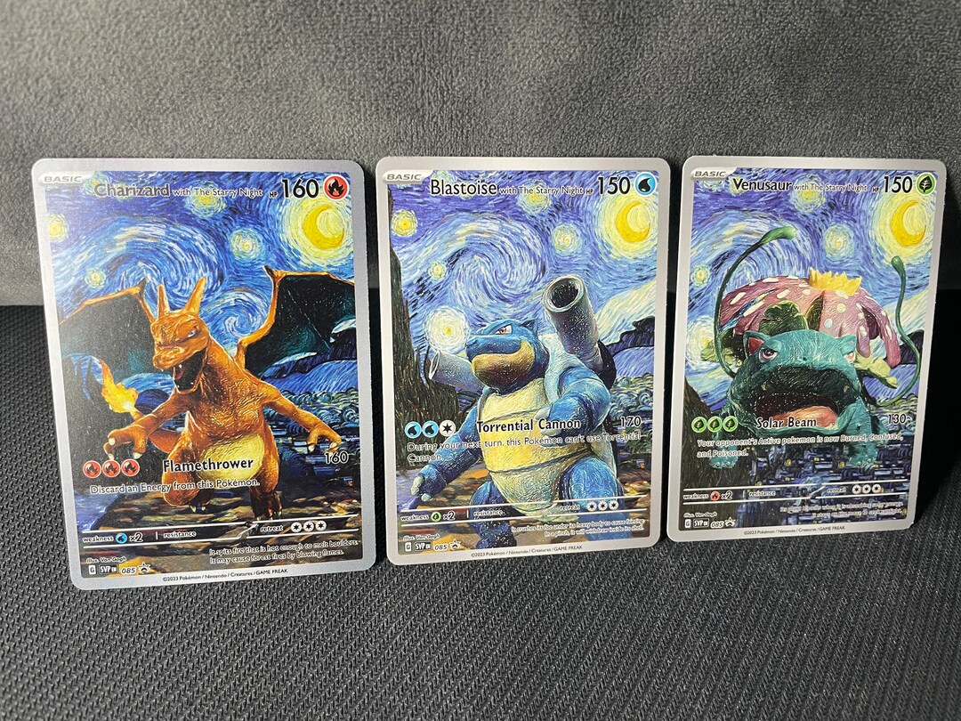 Charizard / Blastoise / Venusaur With Starry Night Van Gogh Promo ...