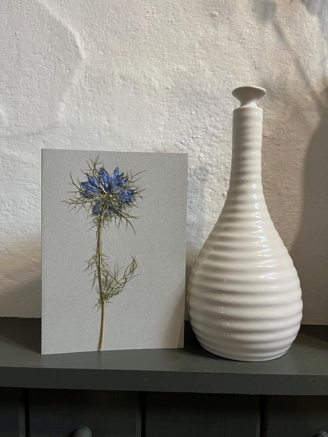 Real Pressed Flower Card- Love in the Mist on Cream Card. Great for ...