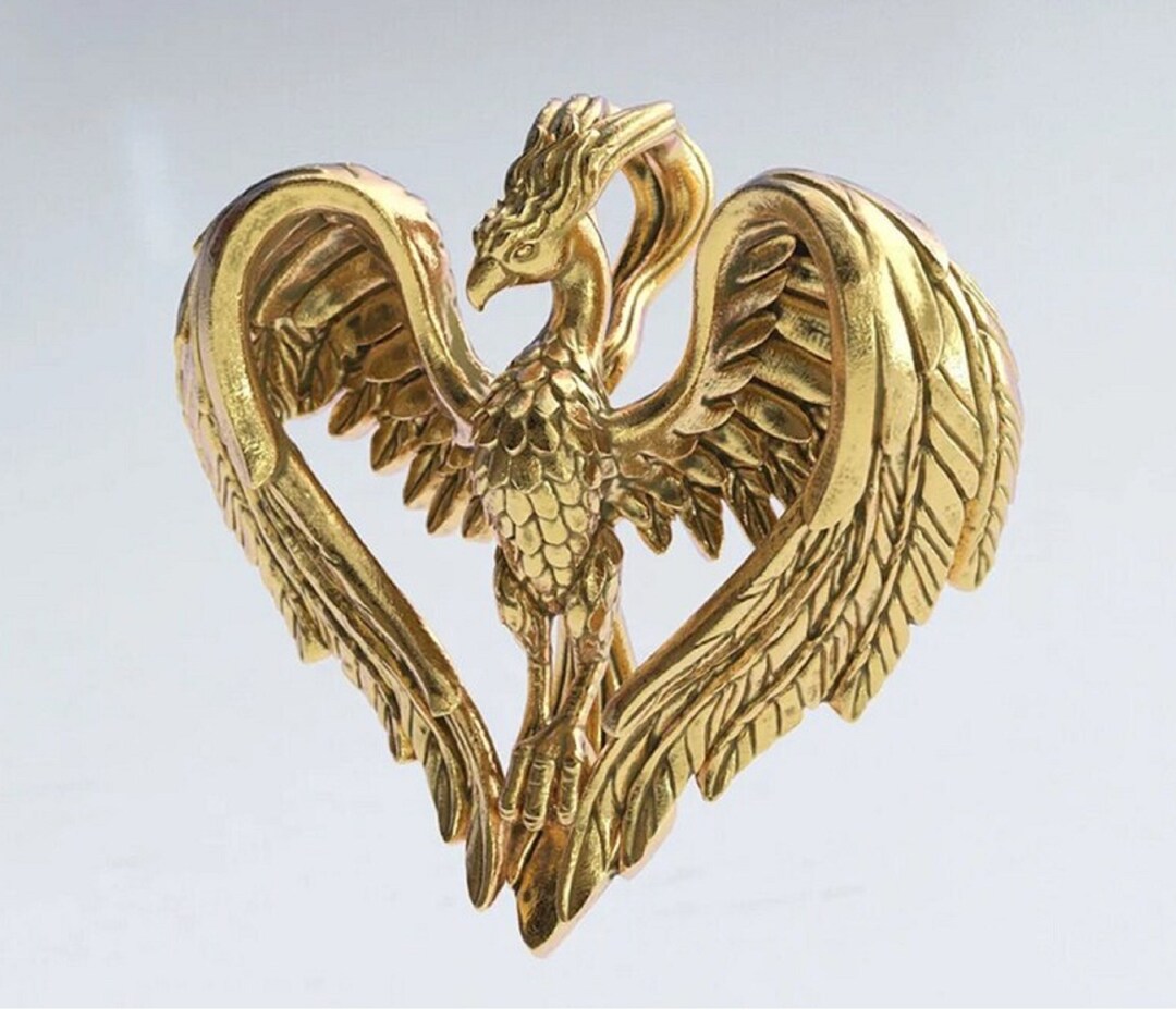 Phoenix Heart Pendant Phoenix Heart Necklace Charm Winged Phoenix ...