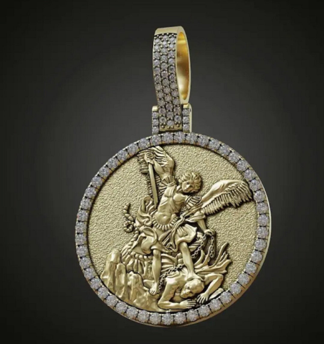 925 Sterling Silver Archangel Saint Michael Necklace, Solid Silver ...
