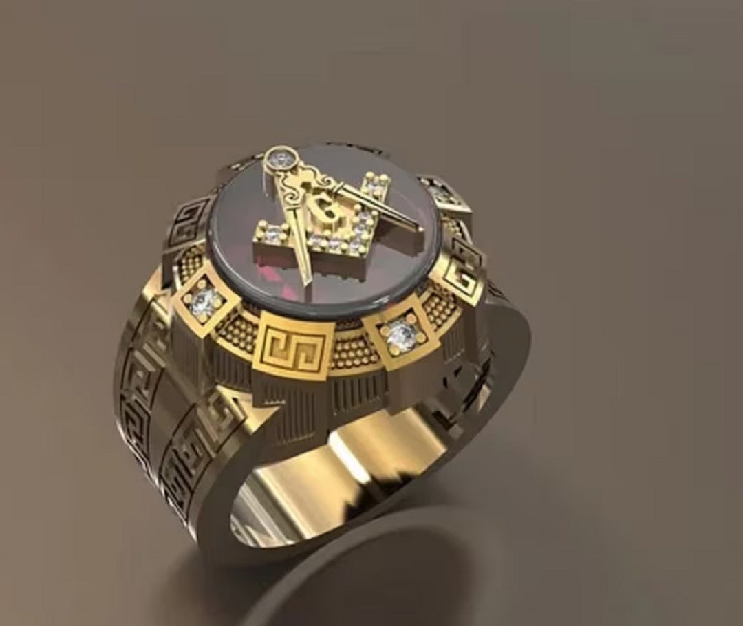 925 Sterling Silver Freemason Band Ring, Handcraft Mens Womens ...