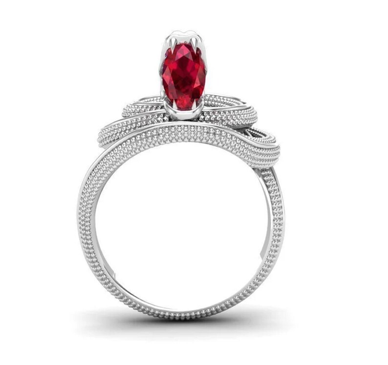 14kt Gold Over Snake Ring Snake Ruby in Teeth Ring Ruby Diamond Ring ...
