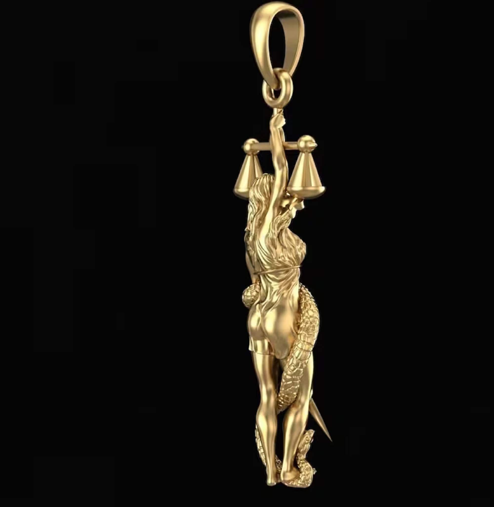 14k Gold Plated Lady Justice Necklace Personalized Lady Justice Pendant ...