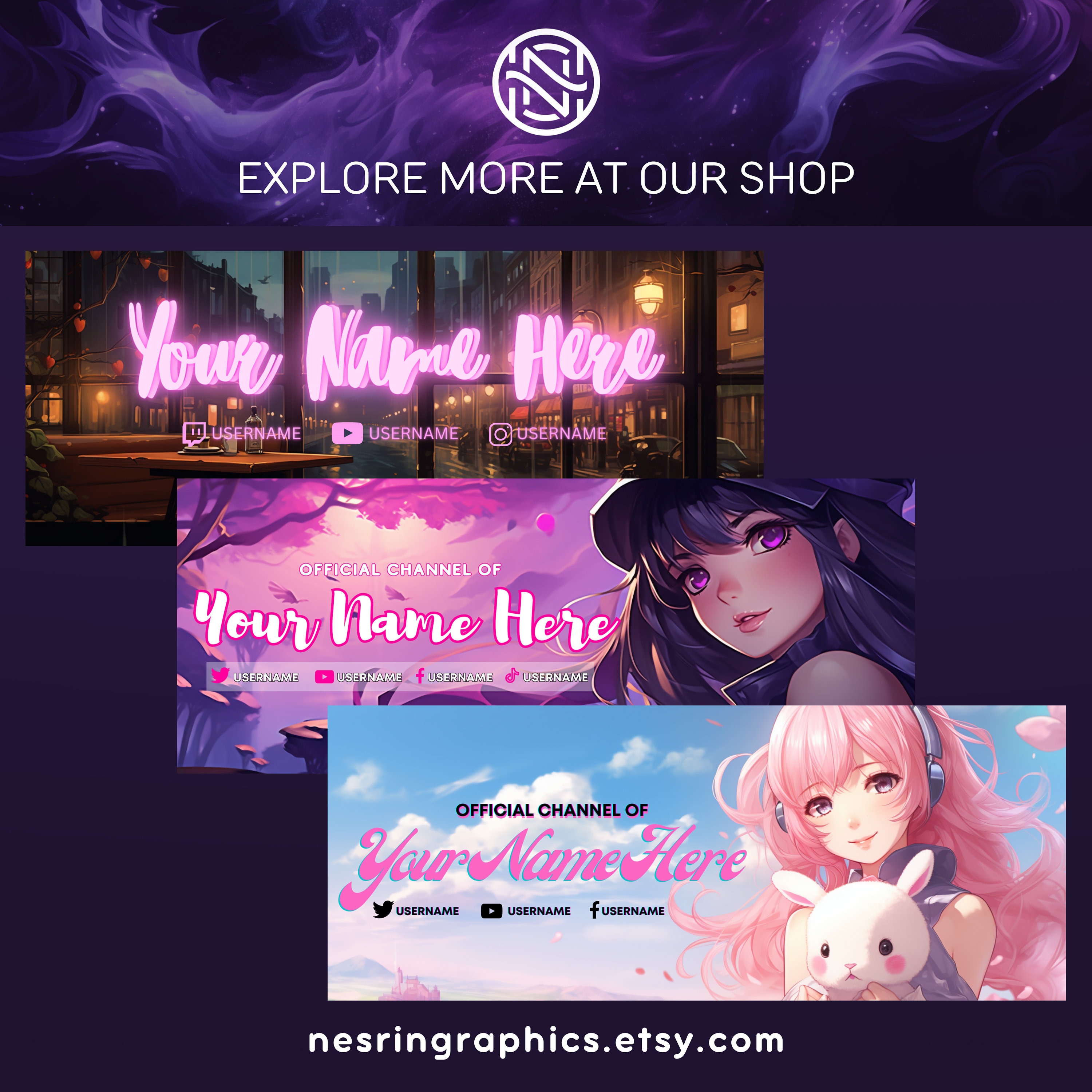 Custom Twitch Banner Relaxing Design for Your Profile Gamer Girl Lofi ...