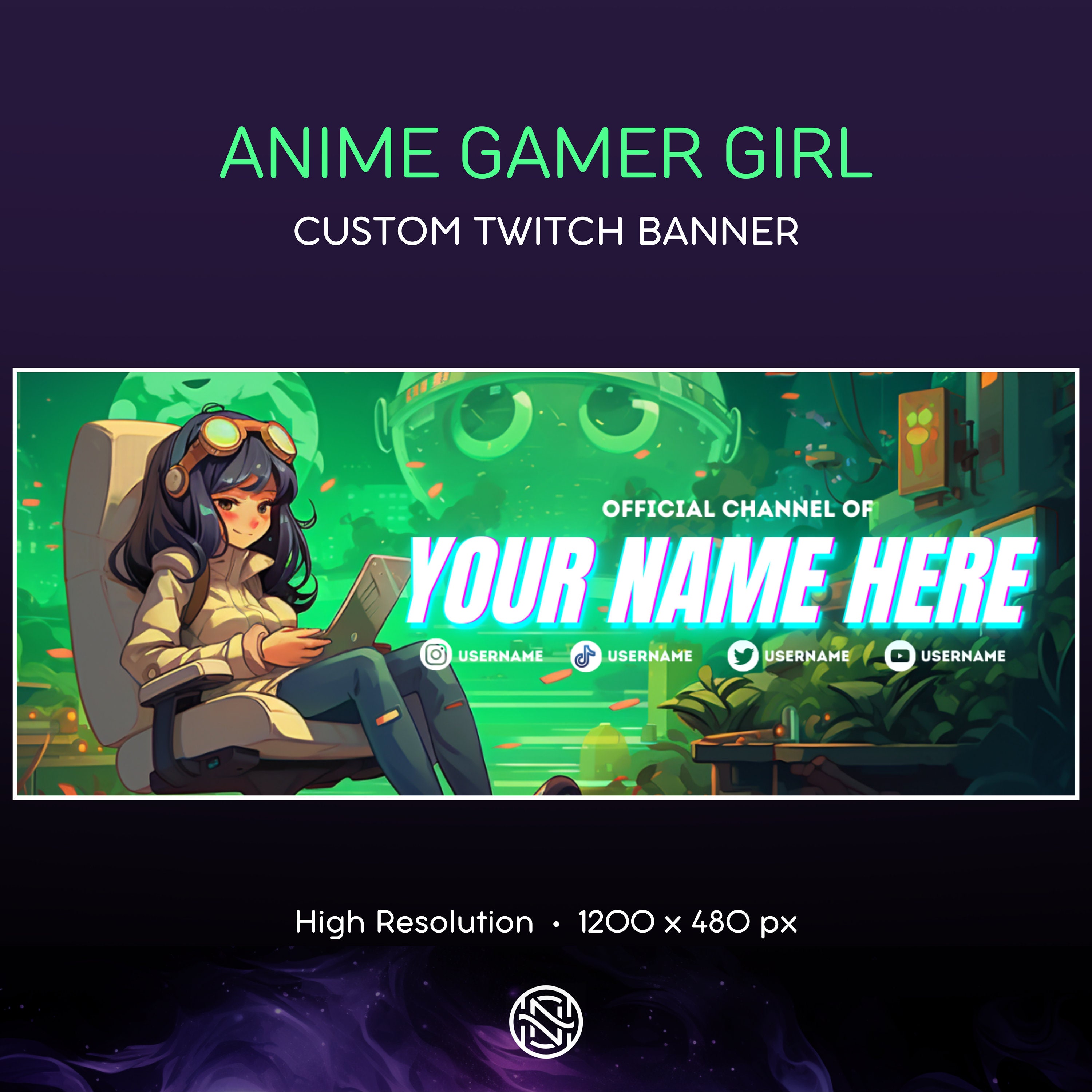 Custom Twitch Banner Relaxing Design for Your Profile Gamer Girl Lofi ...