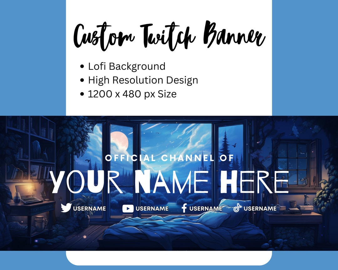 Custom Twitch Banners Blue and Black Lofi Design for Your - Etsy