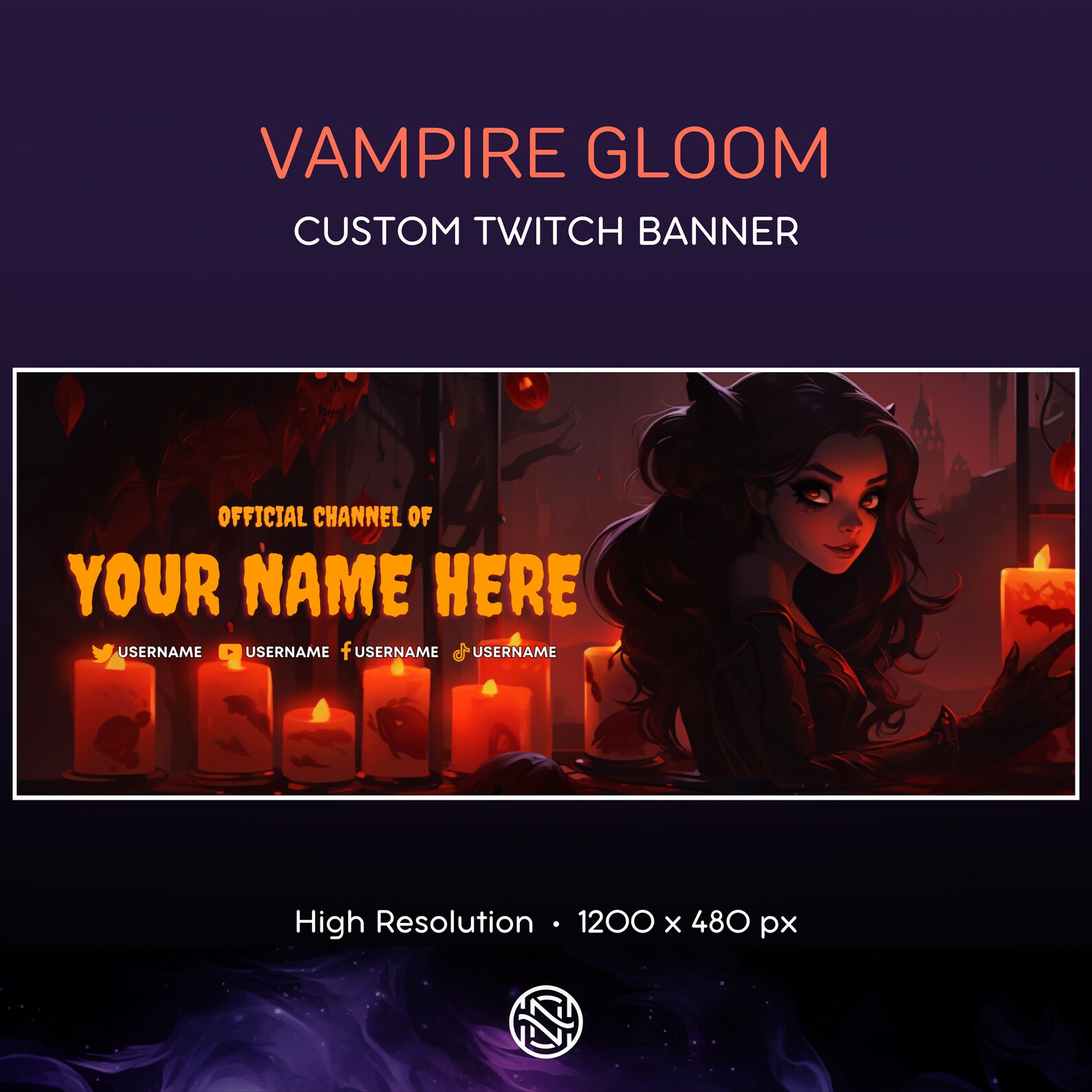 Custom Twitch Banner Vampire Anime Design for Your Profile Anime Banner ...