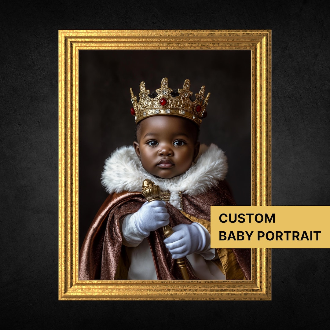Custom Royal Baby Boy Portrait, Canvas Print, Realistic Baby in Royal ...