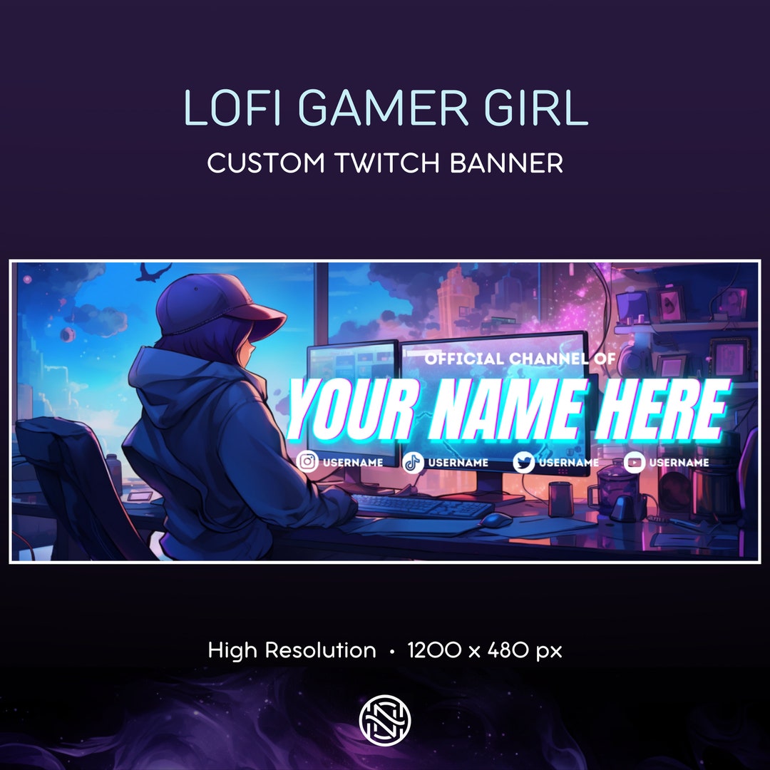 Custom Twitch Banner Relaxing Design for Your Profile Gamer Girl Lofi ...