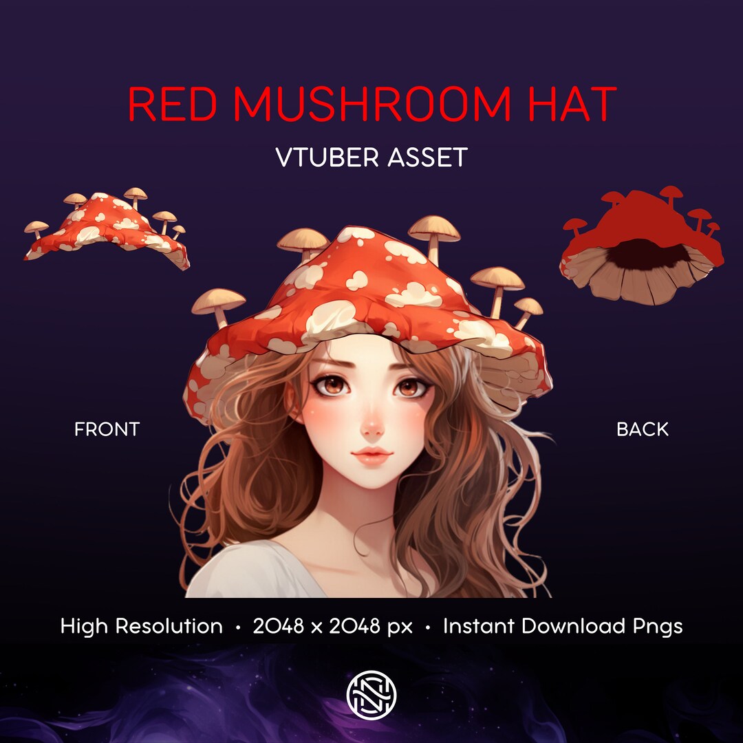 Vtuber Asset Red Mushroom Hat Asset Instant Download - Etsy