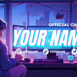 Custom Twitch Banner Relaxing Design for Your Profile Gamer Girl Lofi ...