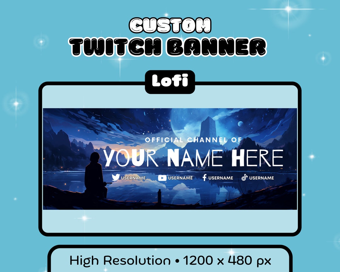 Custom Twitch Banner Black and Blue Design for Your Profile - Etsy
