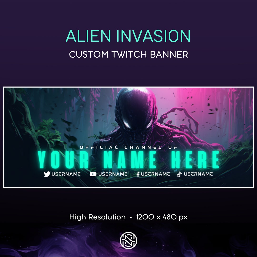 Custom Twitch Banner Alien Design for Your Profile Alien Twitch Banner ...