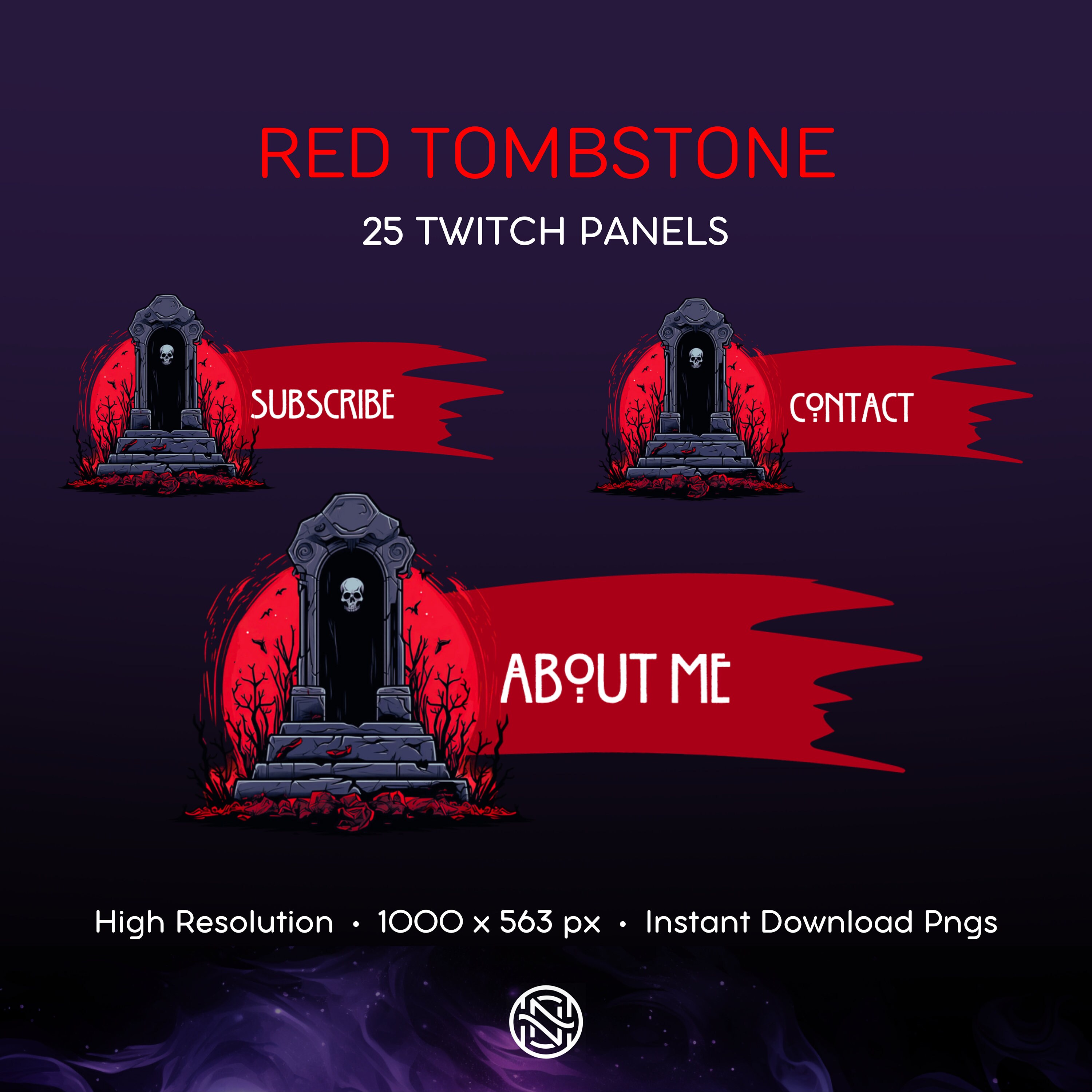 Twitch Panels, Red Tombstone & Skull Panels Minimal Twitch Stream ...