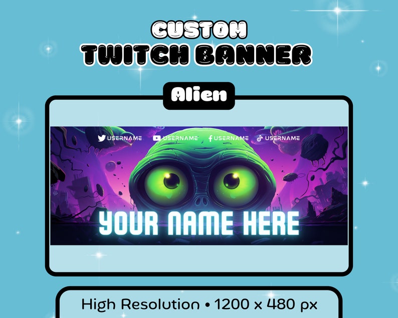 Custom Twitch Banner Alien Design for Your Profile Alien - Etsy
