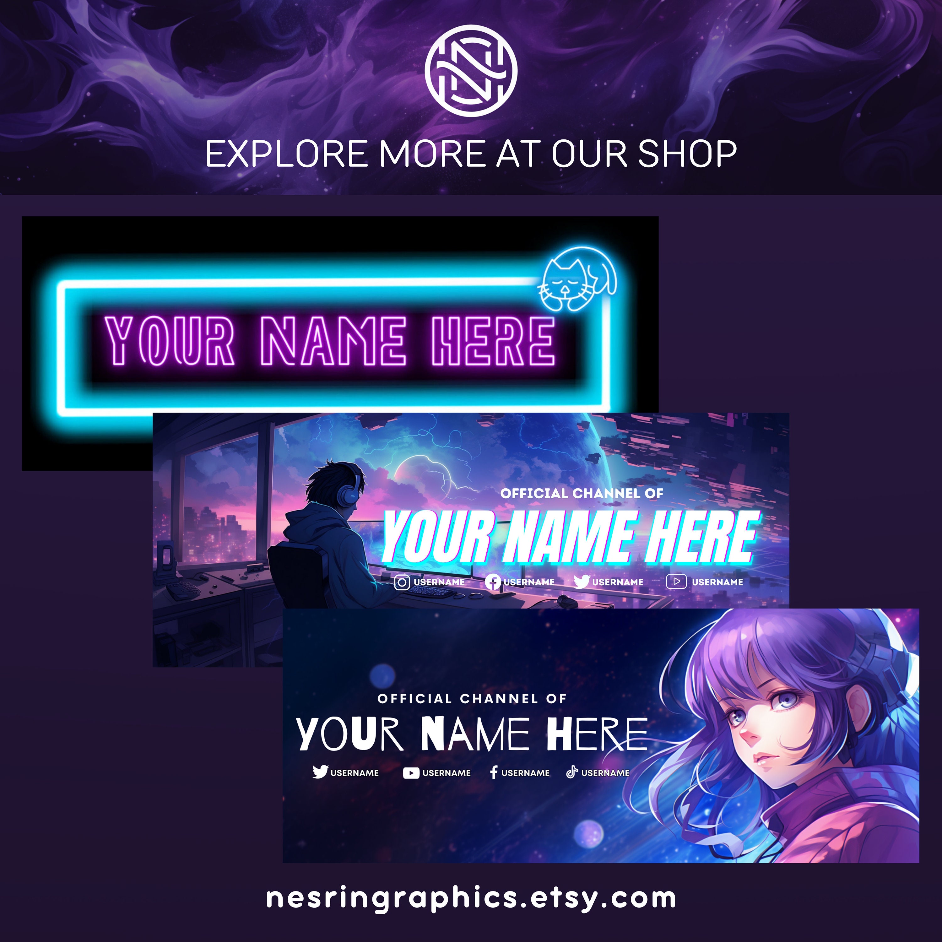 Custom Twitch Banner Relaxing Design for Your Profile Lofi Banner ...