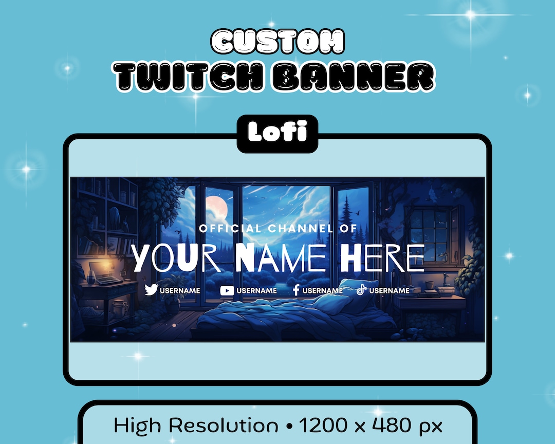 Custom Twitch Banner Blue and Black Lofi Design for Your Profile Lofi ...