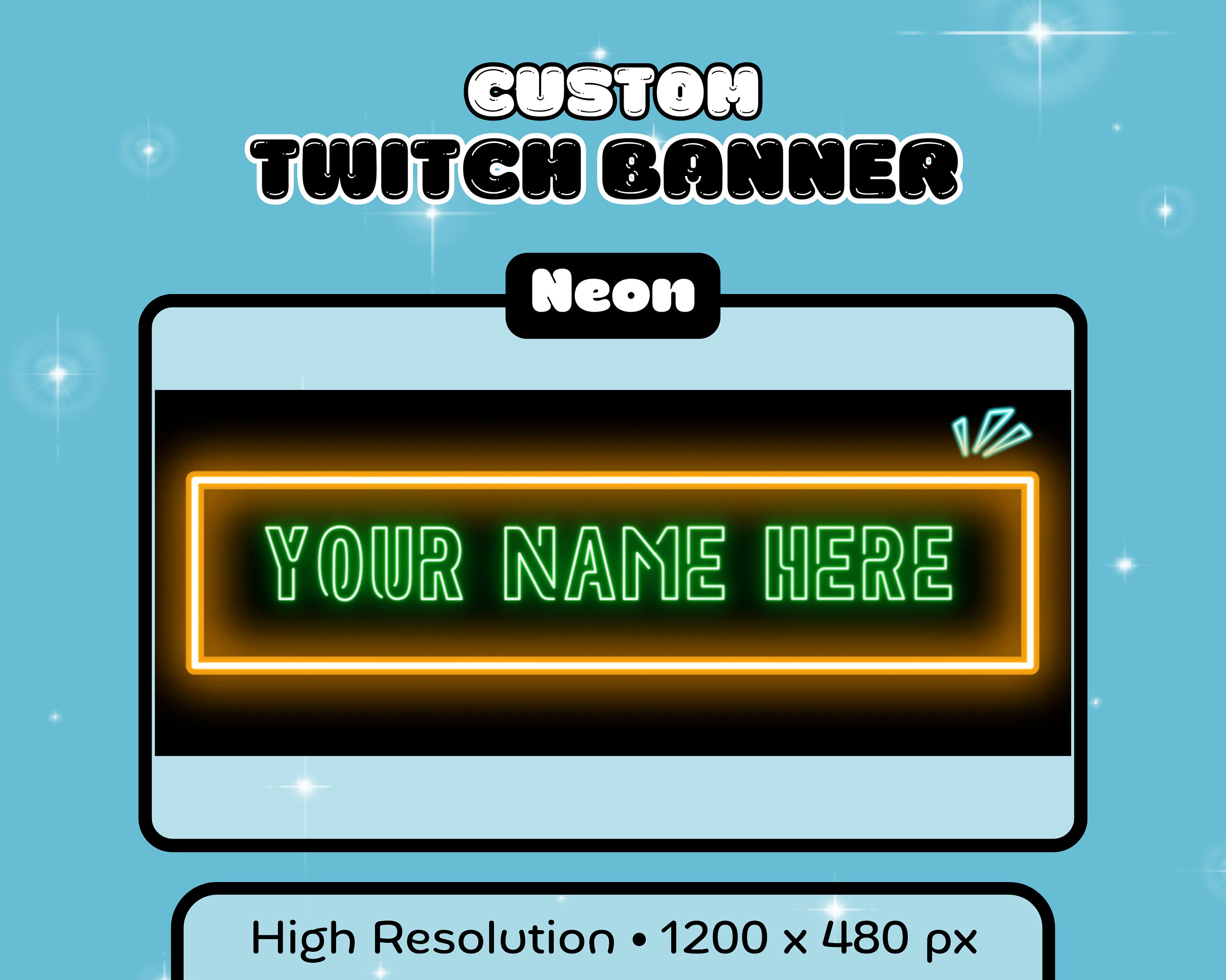 Custom Twitch Banner Neon Design for Your Profile Gamer Neon Banner ...