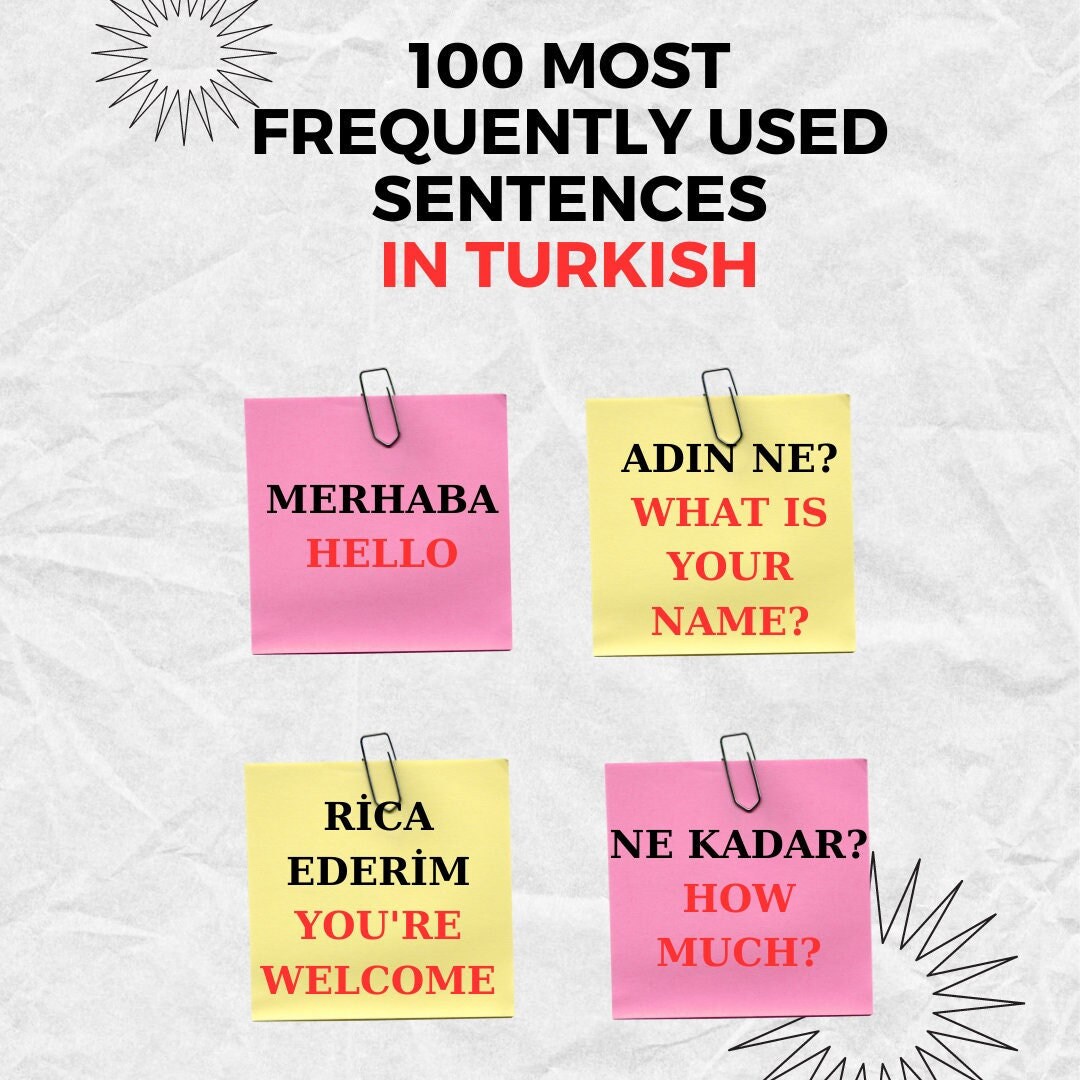 100 Most Frequently Used Sentences in Turkish - Etsy