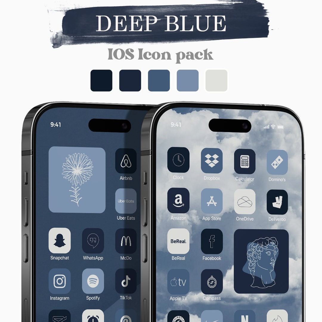 DEEP BLUE - Ios Icons Pack | iPhone Ios 17 App Aesthetic | Minimalist ...