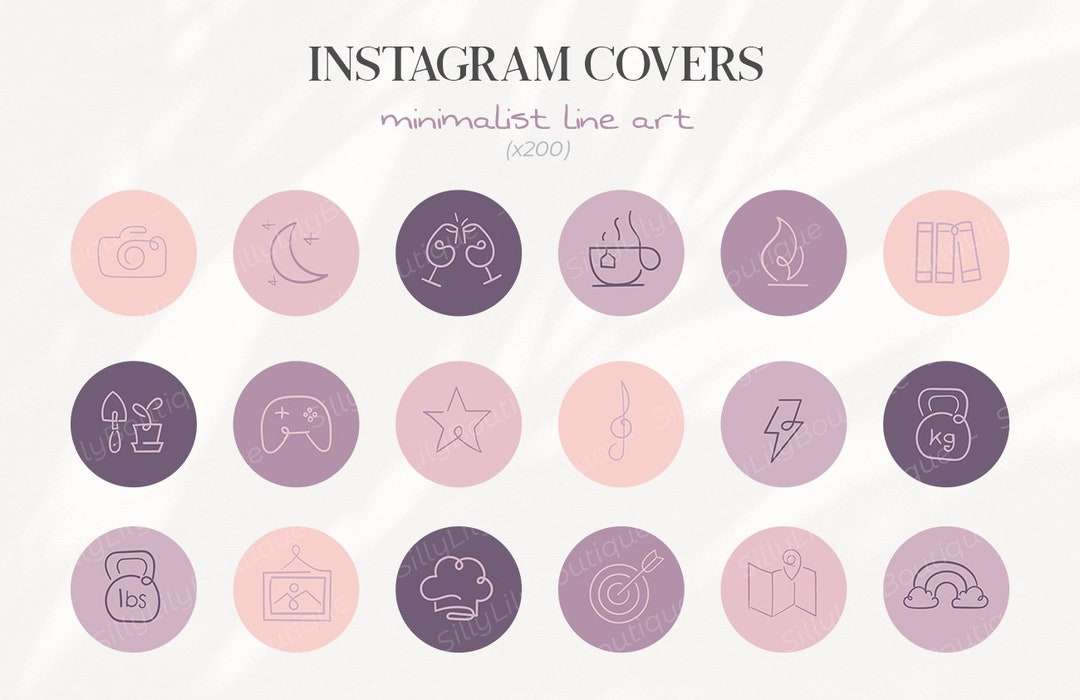 Minimal Purple Instagram Highlight Covers, Boho Line Art IG Story Icons ...