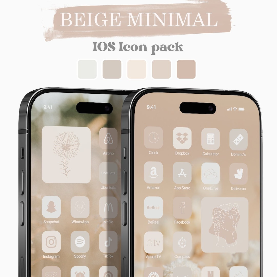 BEIGE- Ios Icons Pack | iPhone IOS 17 App Aesthetic | Minimalist | 3000 ...