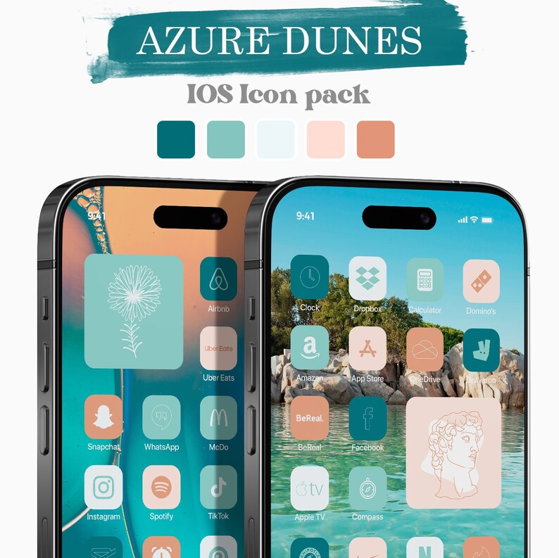 SEA BLUE and ORANGE Mood - Ios Icons Pack | iPhone Ios 17 App Aesthetic ...