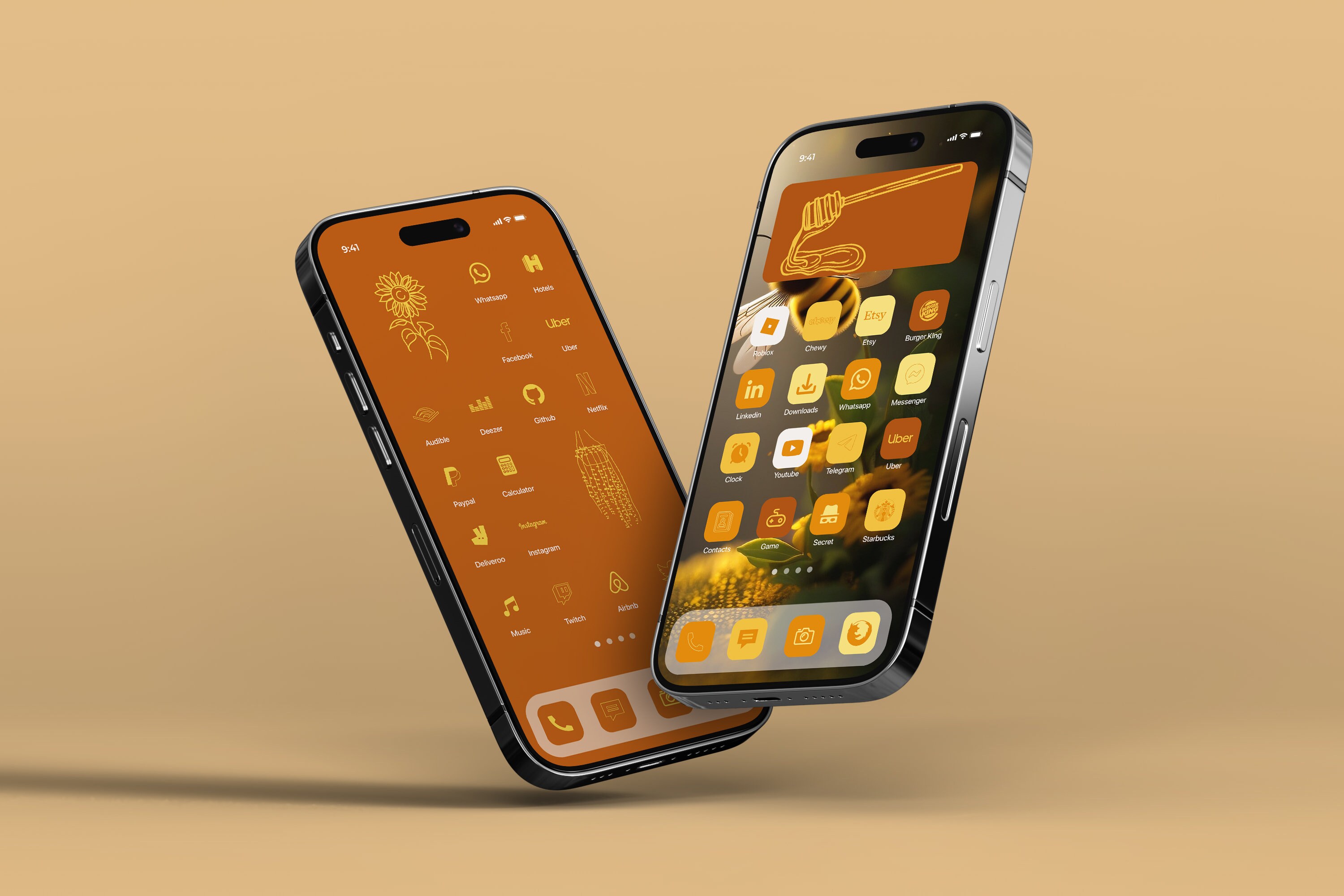 ORANGE and YELLOW - Ios Icons Pack | iPhone Ios 17 App Aesthetic ...